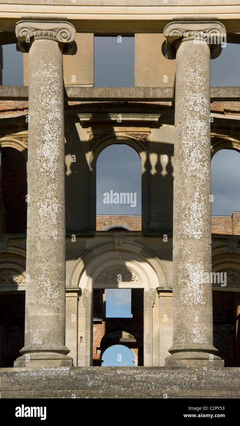 Witley Court. View through the colonnade of the south portico, through ...