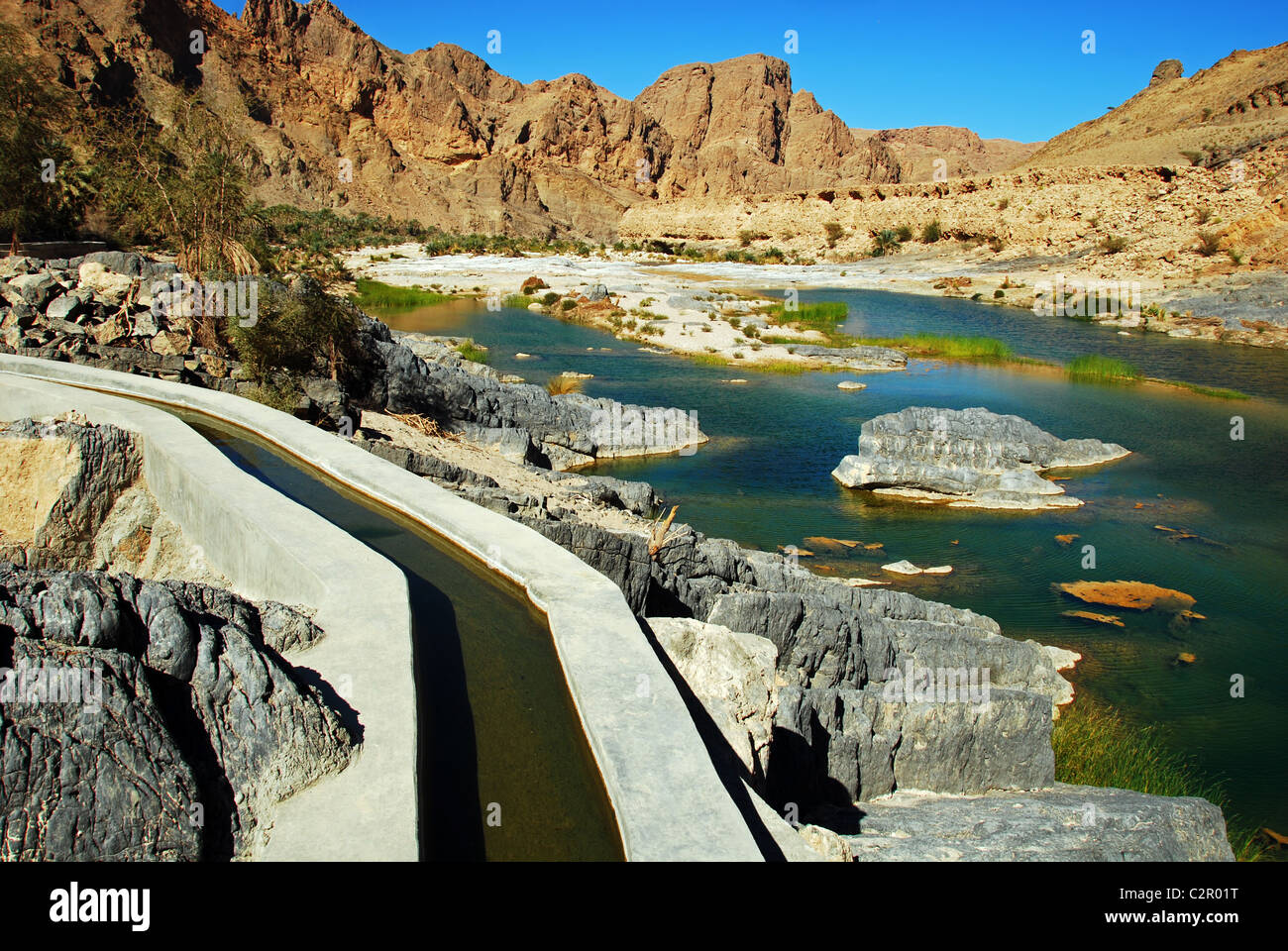 Oman, Wadi Dayqah, modern version of ancient falaj irrigation system ...