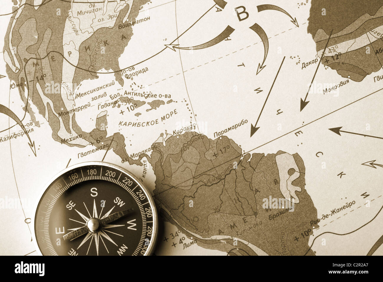 Map with a compass Stock Photo - Alamy
