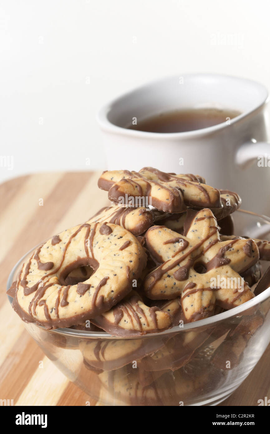 Stack of cookies and cup of tea Stock Photo - Alamy