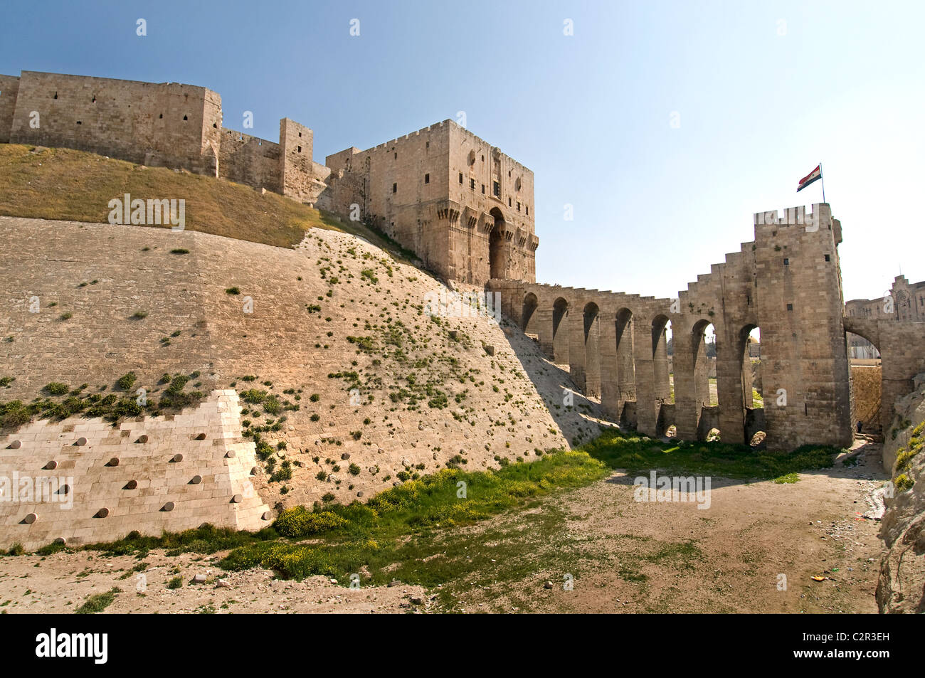 Syria The Citadel of Aleppo large medieval fortified palace one of the ...