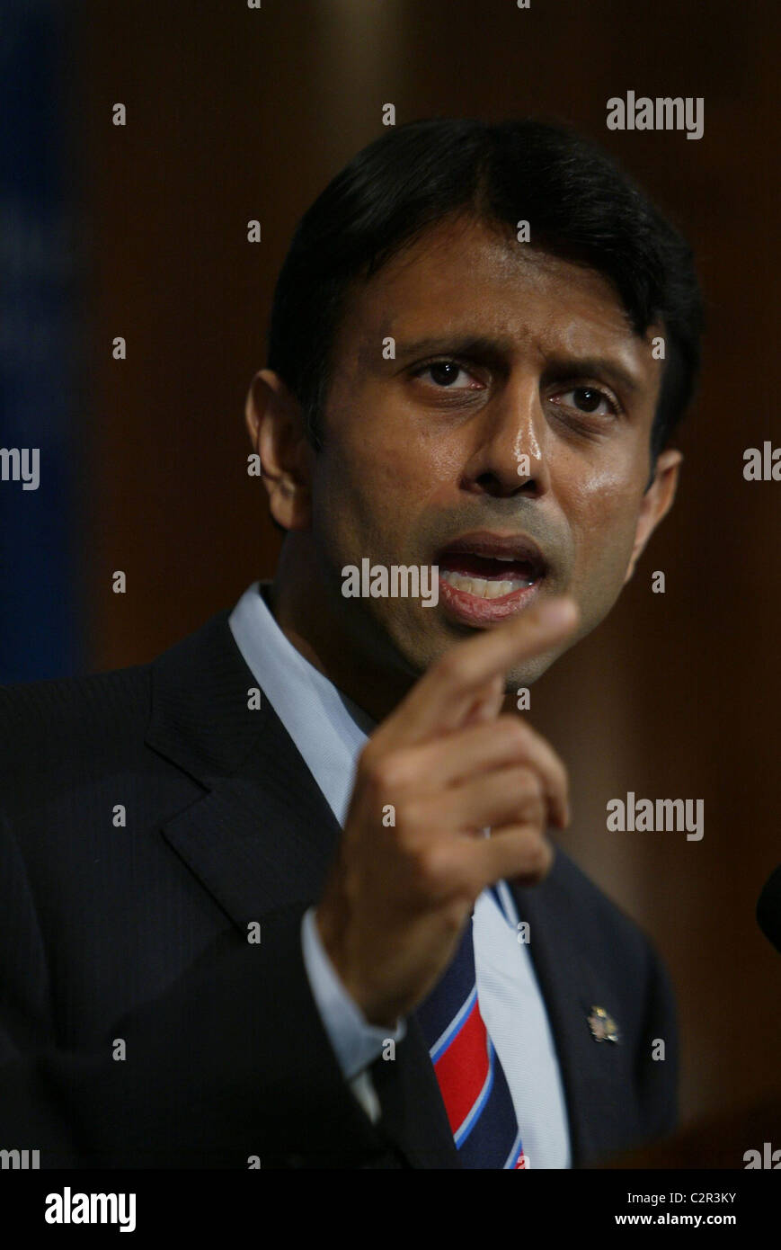 Bobby Jindal The Governor of Louisiana addressing the media. Jindal is ...