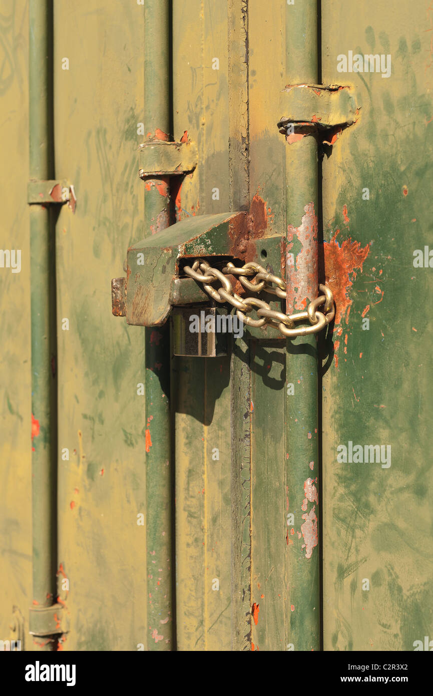 Tensile steel high security padlock on ship container Stock Photo - Alamy