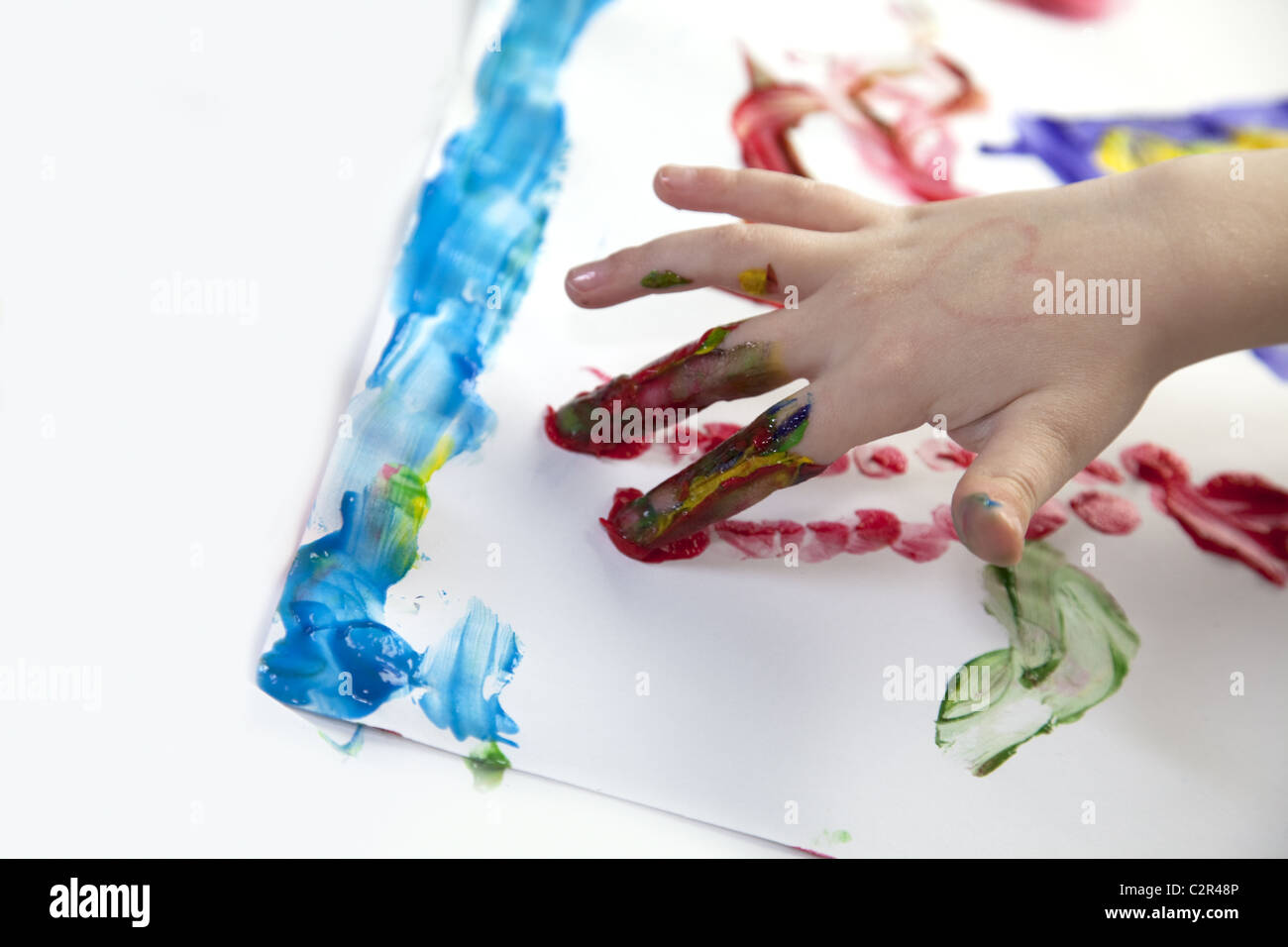 Little Children Hands doing Fingerpainting Stock Photo - Alamy