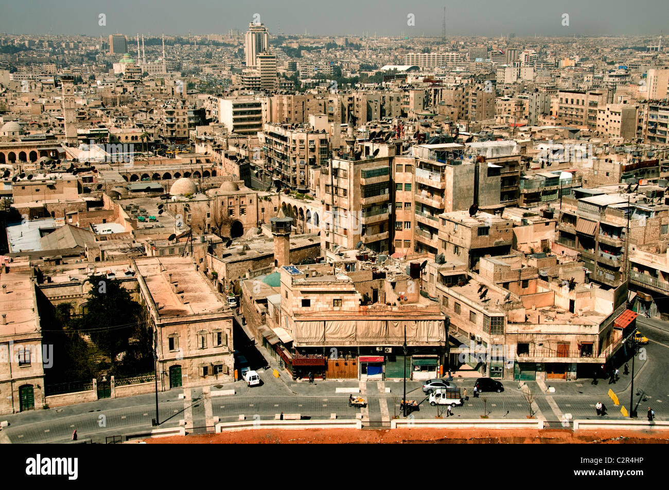 Syria view from The Citadel of Aleppo large medieval fortified palace ...