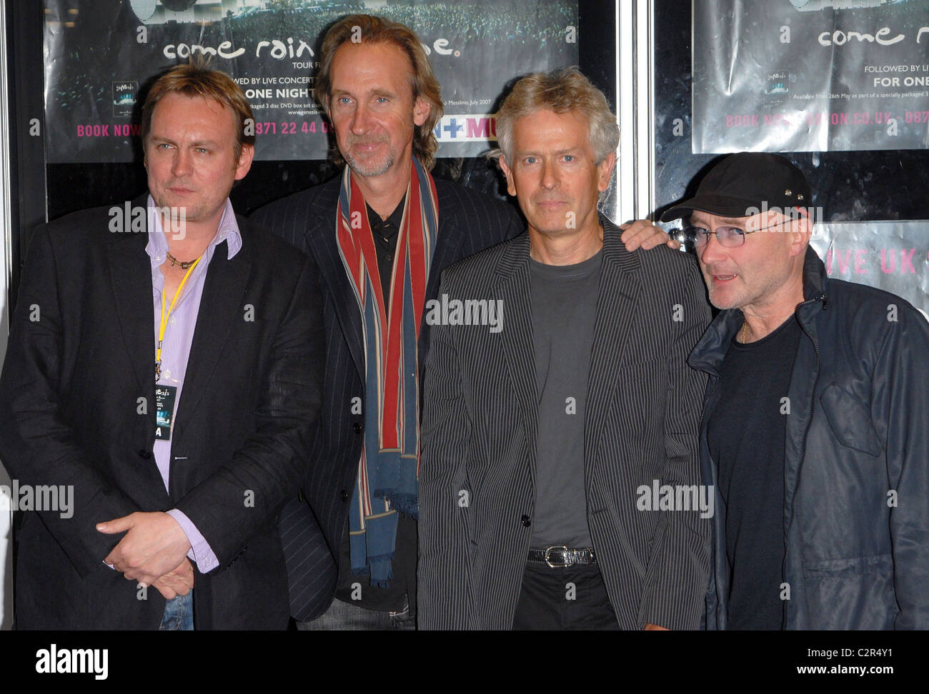 Philip Glenister, Mike Rutherford, Tony Banks and Phil Collins Premiere of Genesis' concert and ...