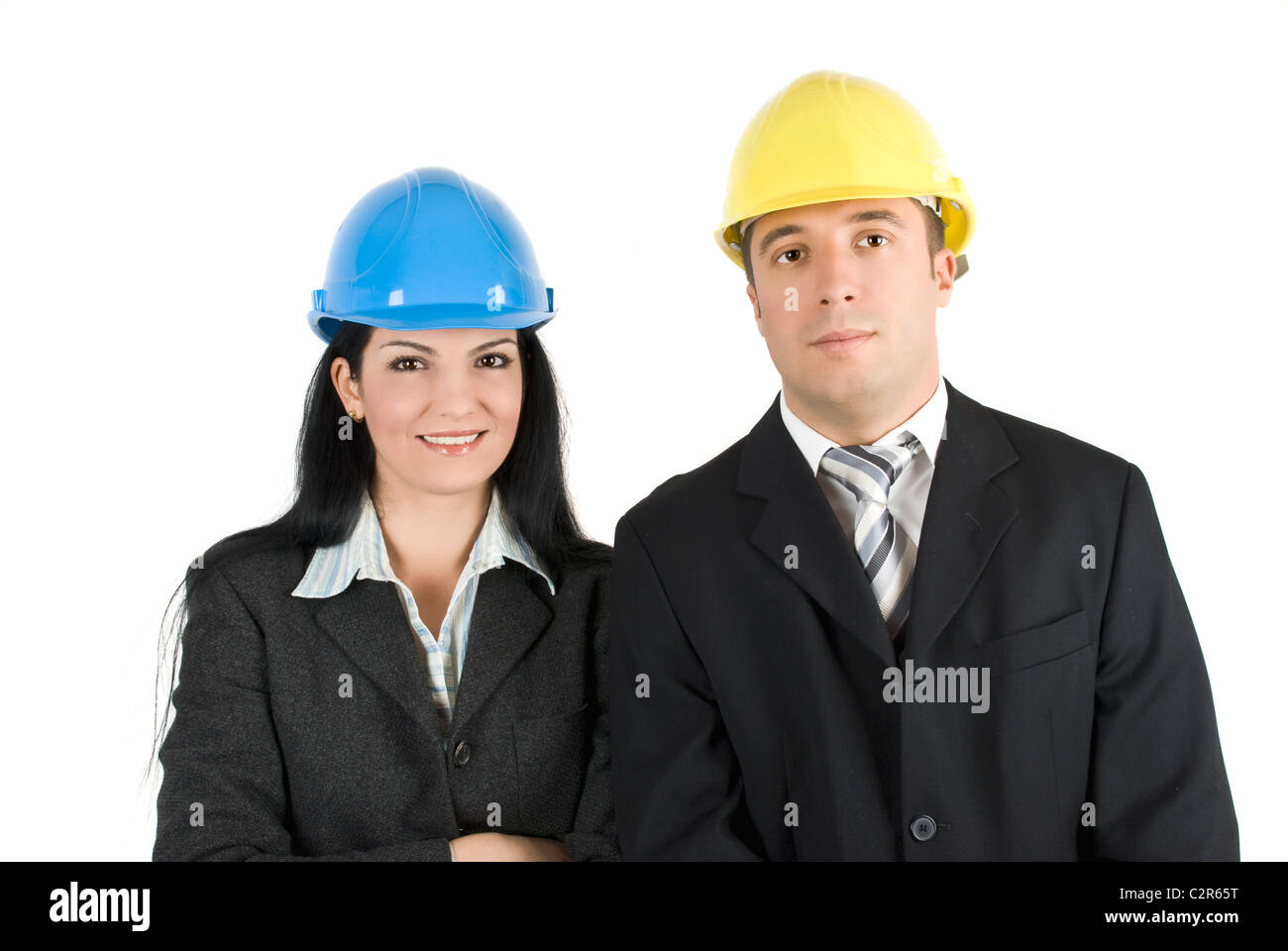 Portrait of two young engineers woman and man Stock Photo - Alamy