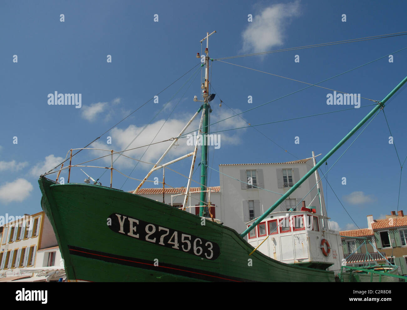 Traditional fishing trawler in Port Joinville on the French Atlantic ...