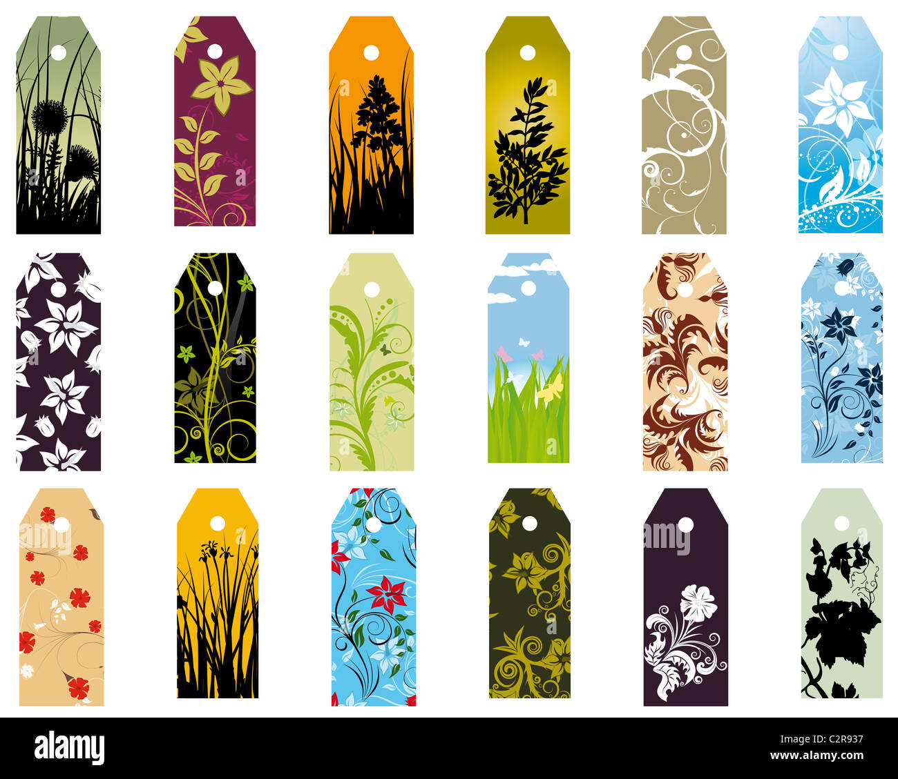 Set of different vector floral bookmarks for design use Stock Photo - Alamy