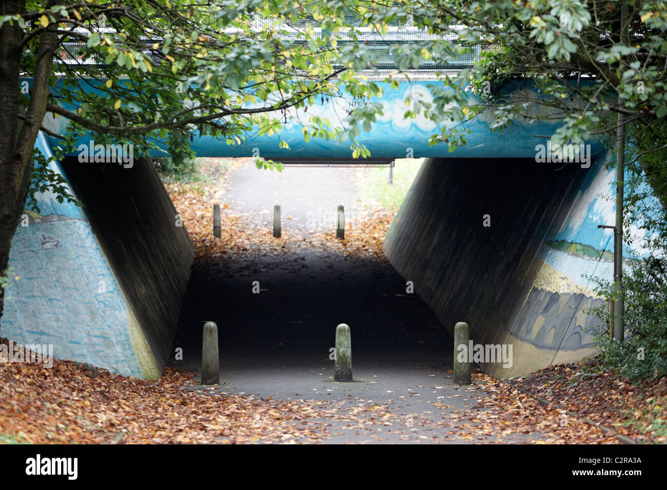 pedestrian underpass walkway under road in the uk Stock Photo - Alamy