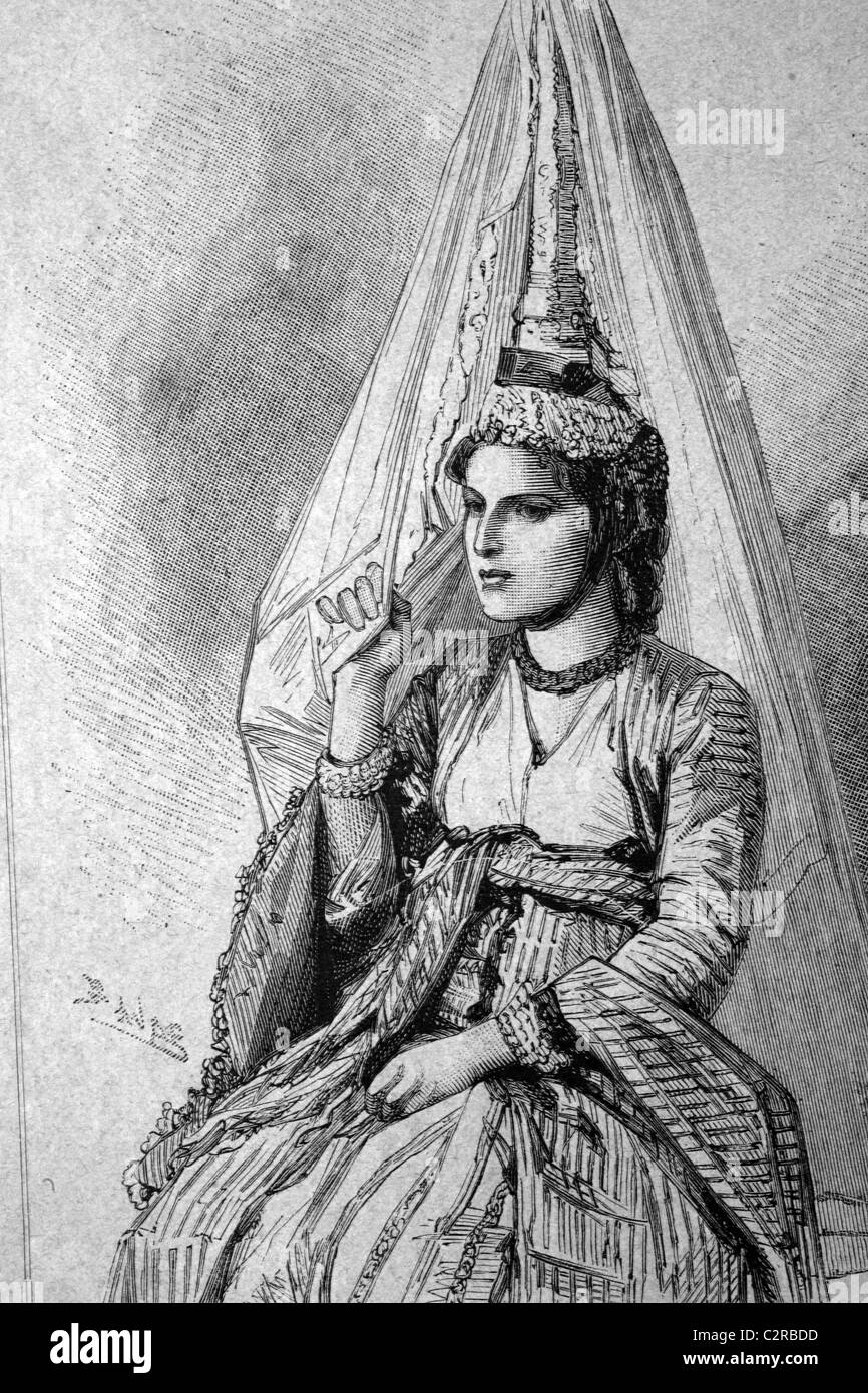 Druze woman from Israel, historical illustration, circa 1886 Stock ...