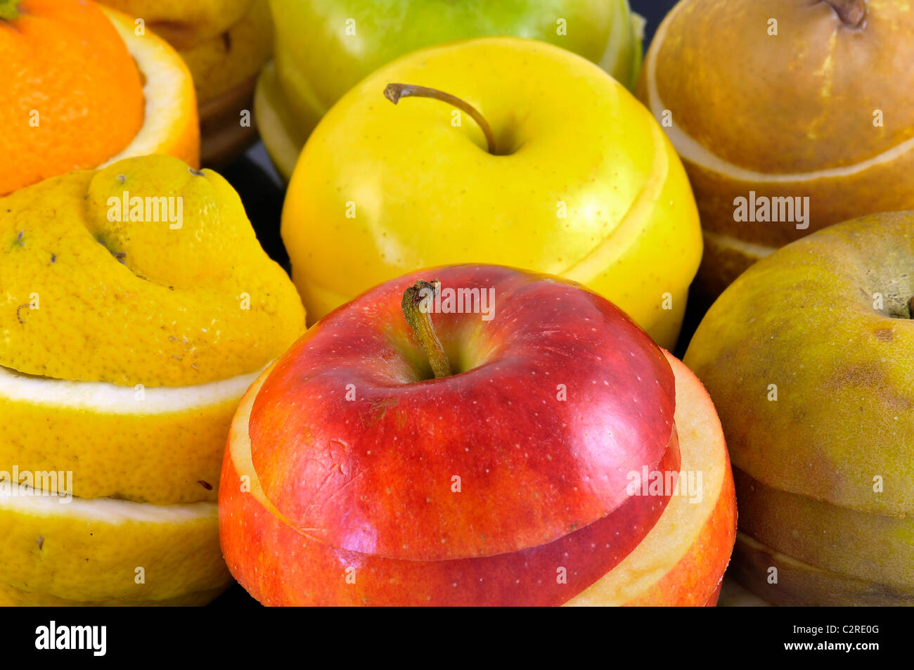 Several fruit slices in close up Stock Photo - Alamy