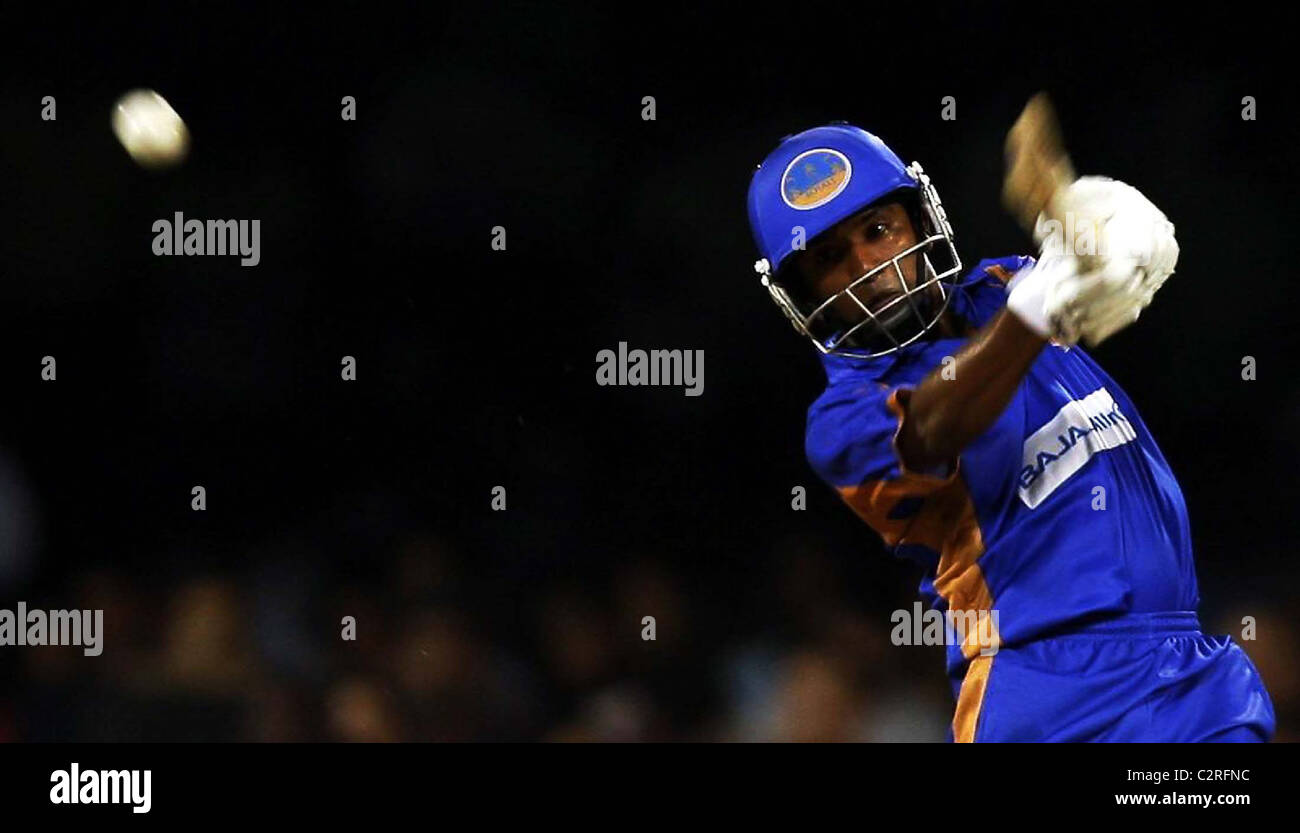 Swapnil Asnodkar player of Rajasthan Royals plays a shot during a match ...