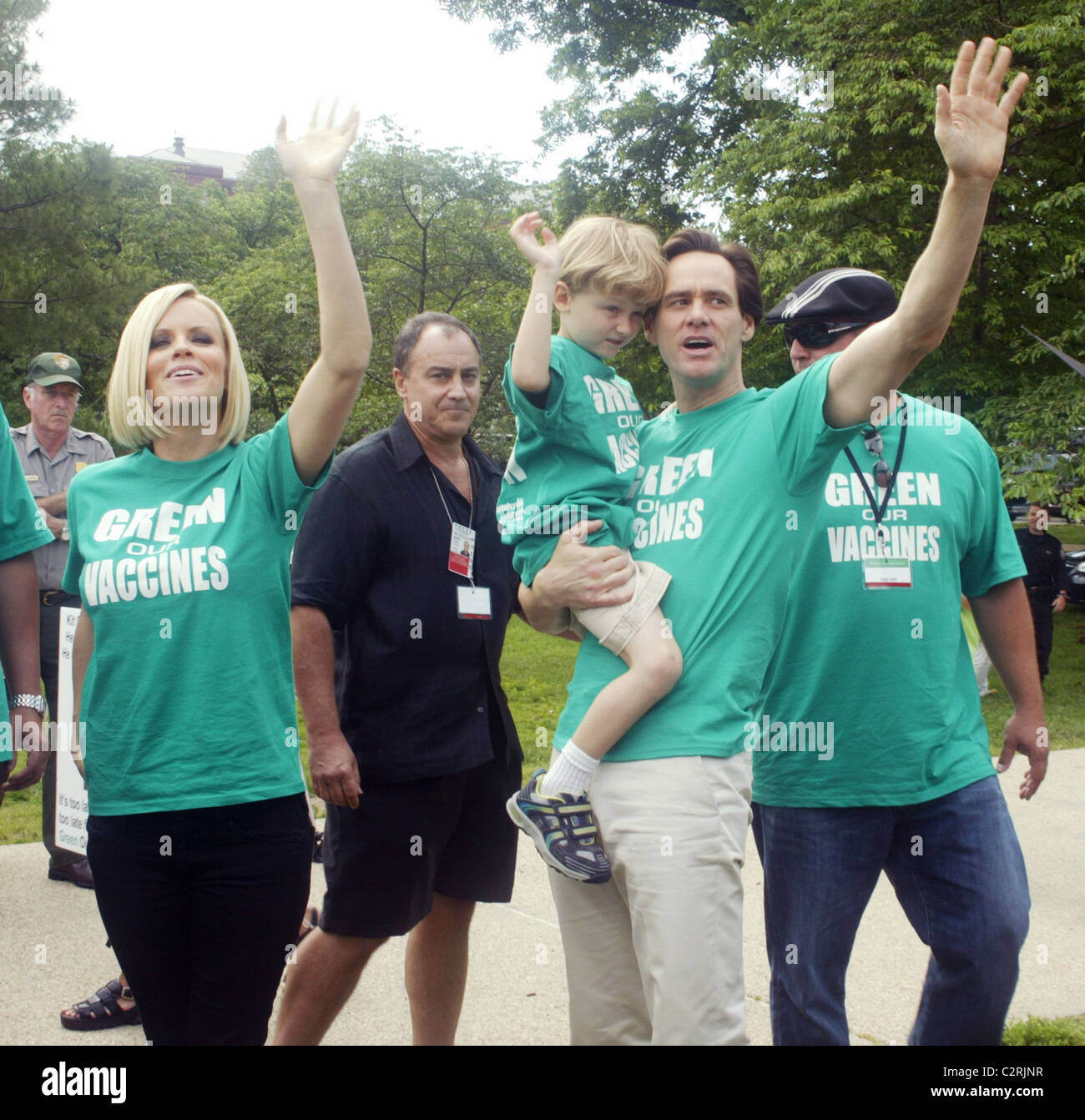Jenny McCarthy, Evan McCarthy and Jim Carrey lead the 'Green Our ...