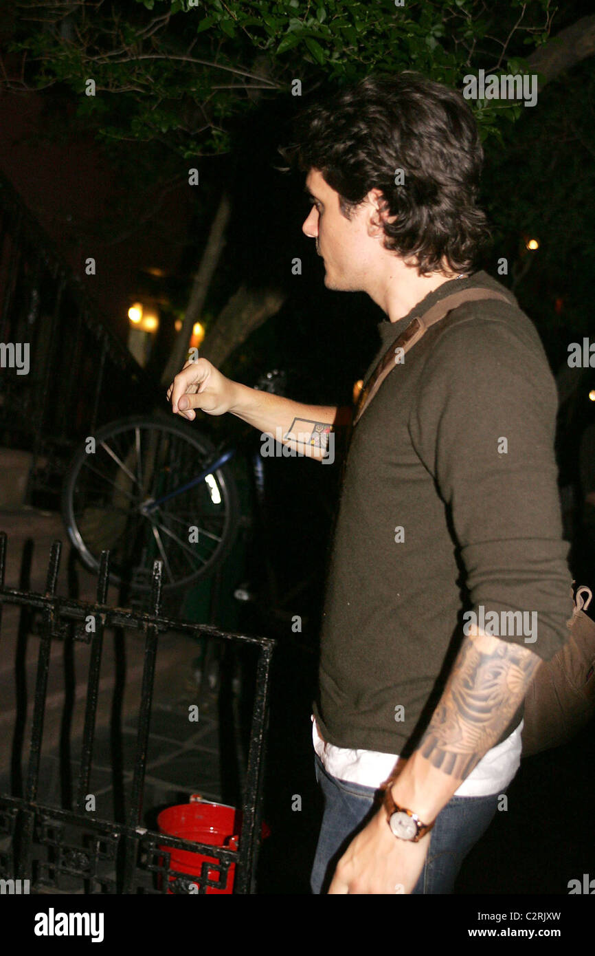 John Mayer leaving the Waverly Inn restaurant after having dinner with ...