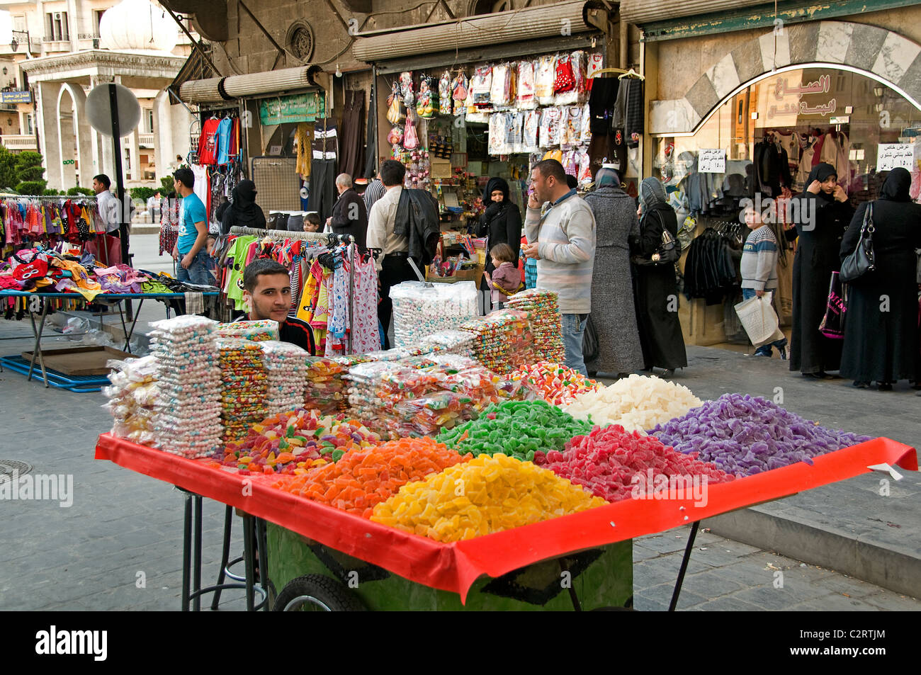 Aleppo Bazaar candy Souq market shop City Syriat Stock Photo - Alamy