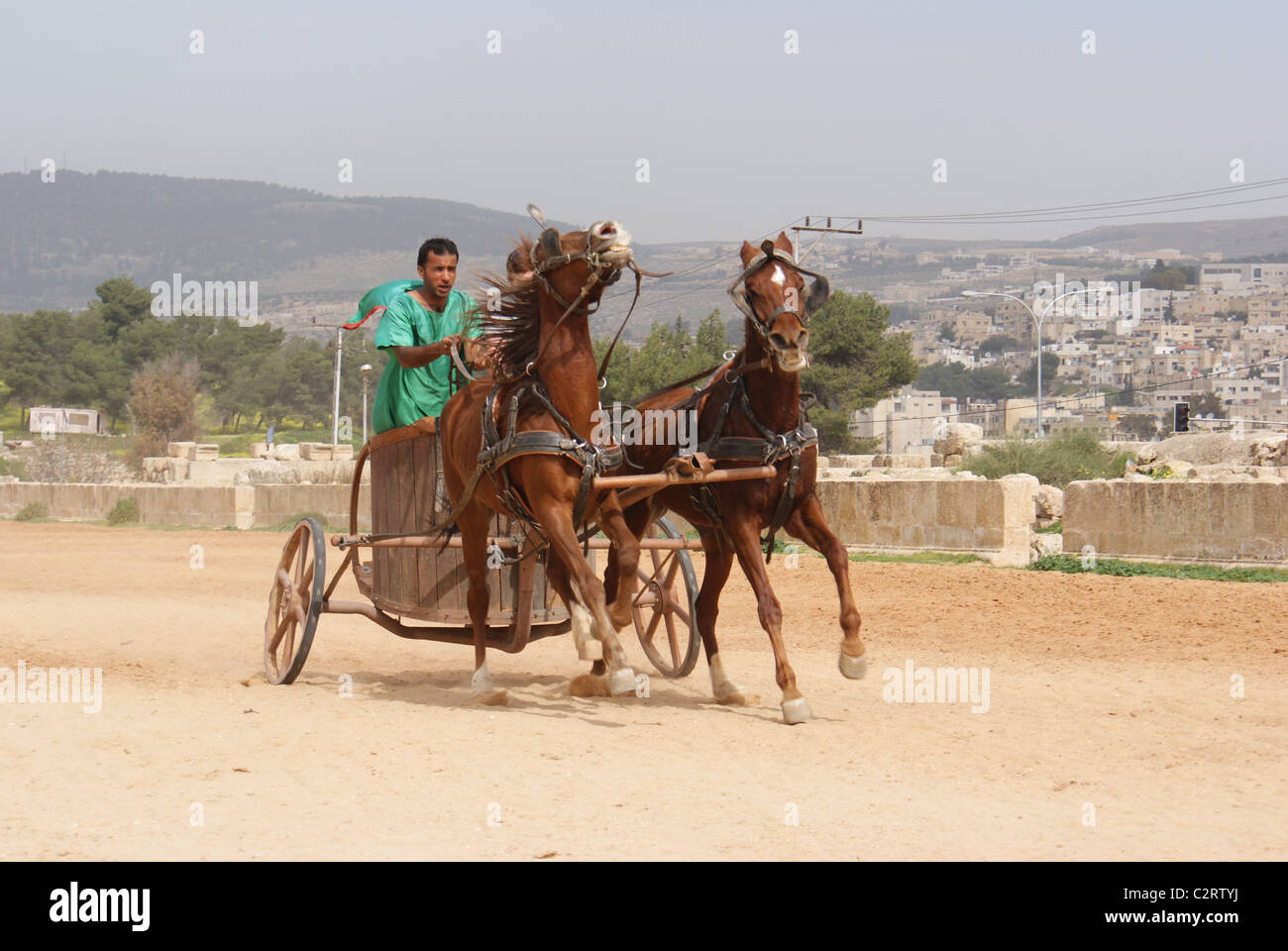 Jerash, Northern Jordan: A charioteer from the Roman Army and Chariot ...