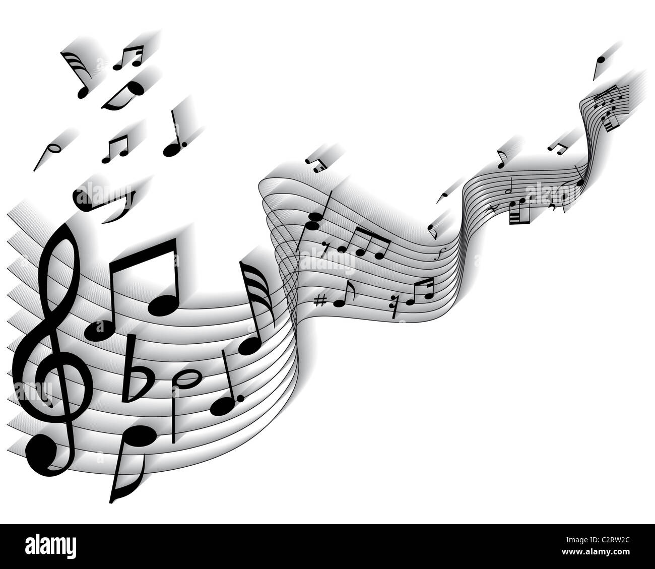 Vector musical notes staff background for design use Stock Photo - Alamy