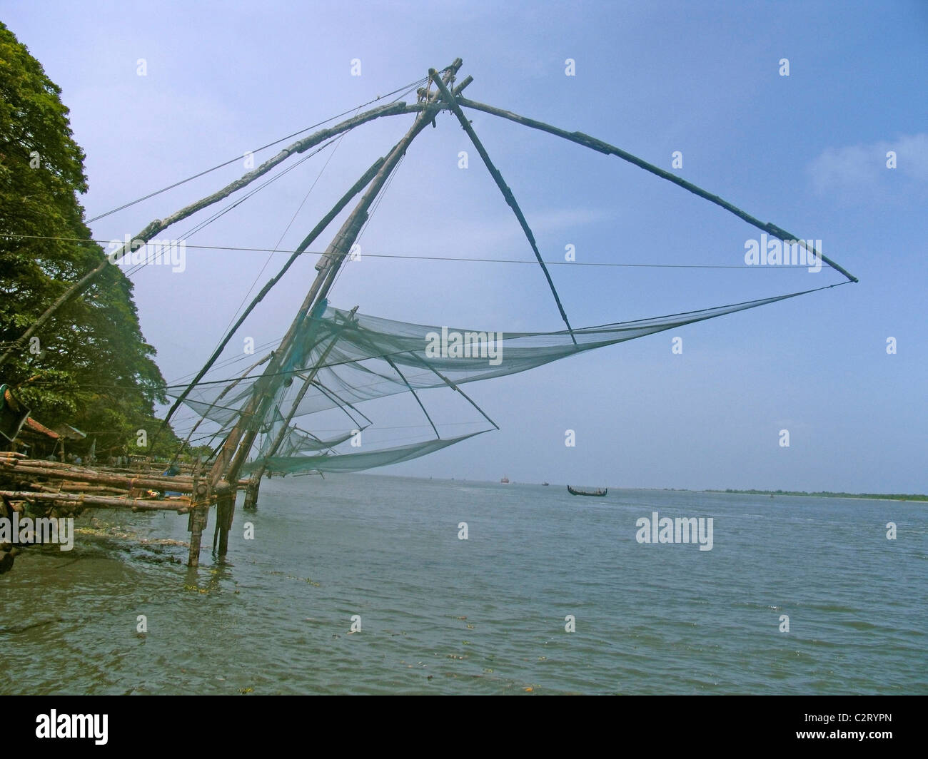 Chinese fishing nets at harbor of Kochi, Kerala, India Stock Photo - Alamy
