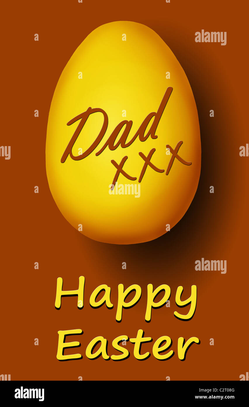 Easter egg card for Dad with kisses, in gold and chocolate Stock Photo ...