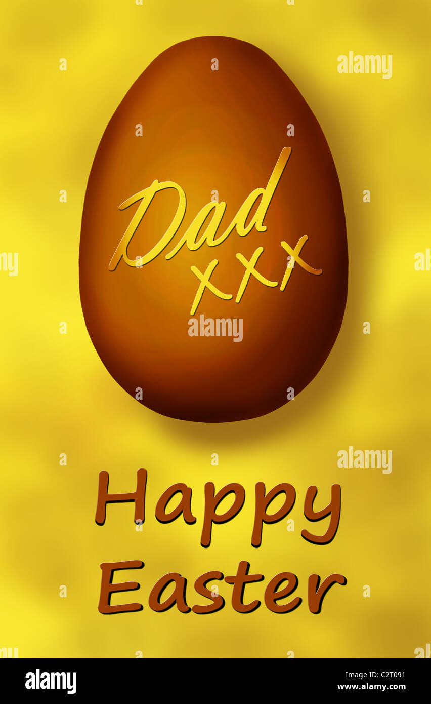 Easter egg card for Dad with kisses, in gold and chocolate Stock Photo ...