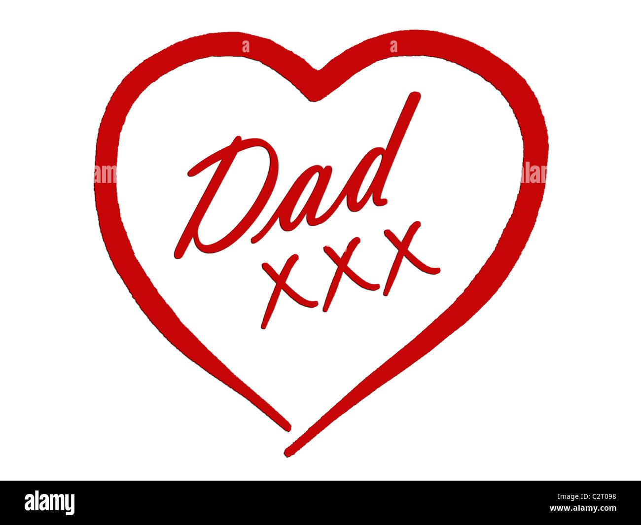 Birthday or Father's Day card to Dad with kisses in a heart isolated on ...