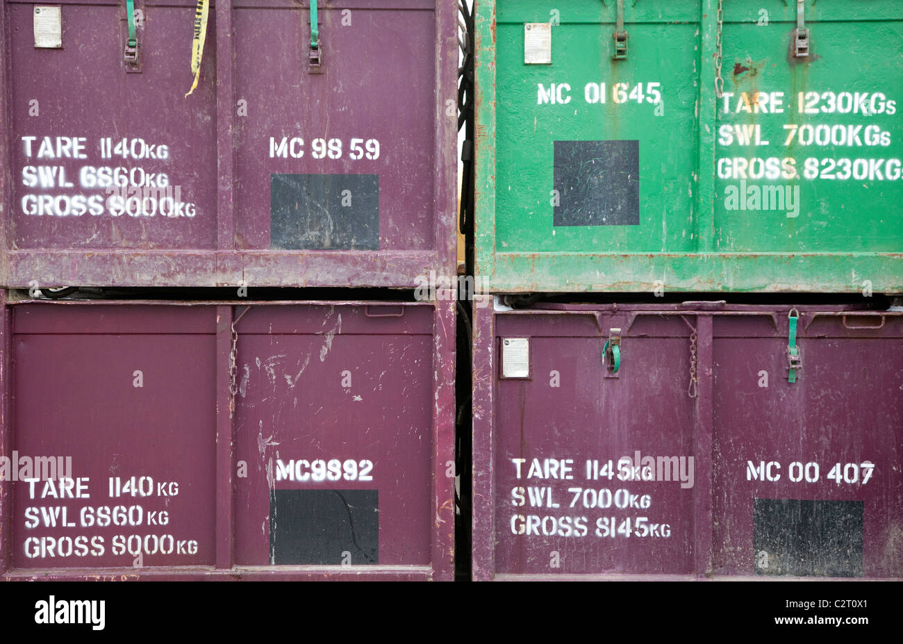 Industrial waste treatment plant, England - empty containers Stock ...