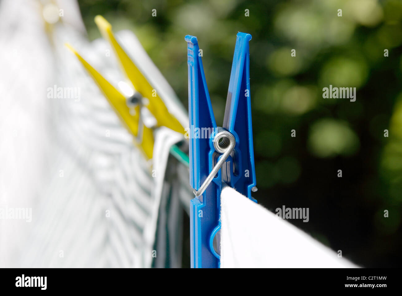 Drying clothes hanging on a rope Stock Photo - Alamy