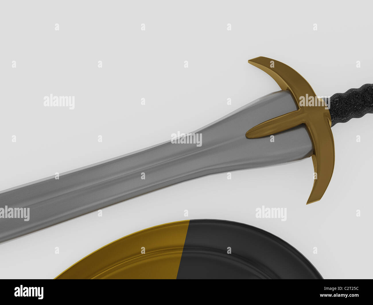 Gold shield and swords hi-res stock photography and images - Alamy