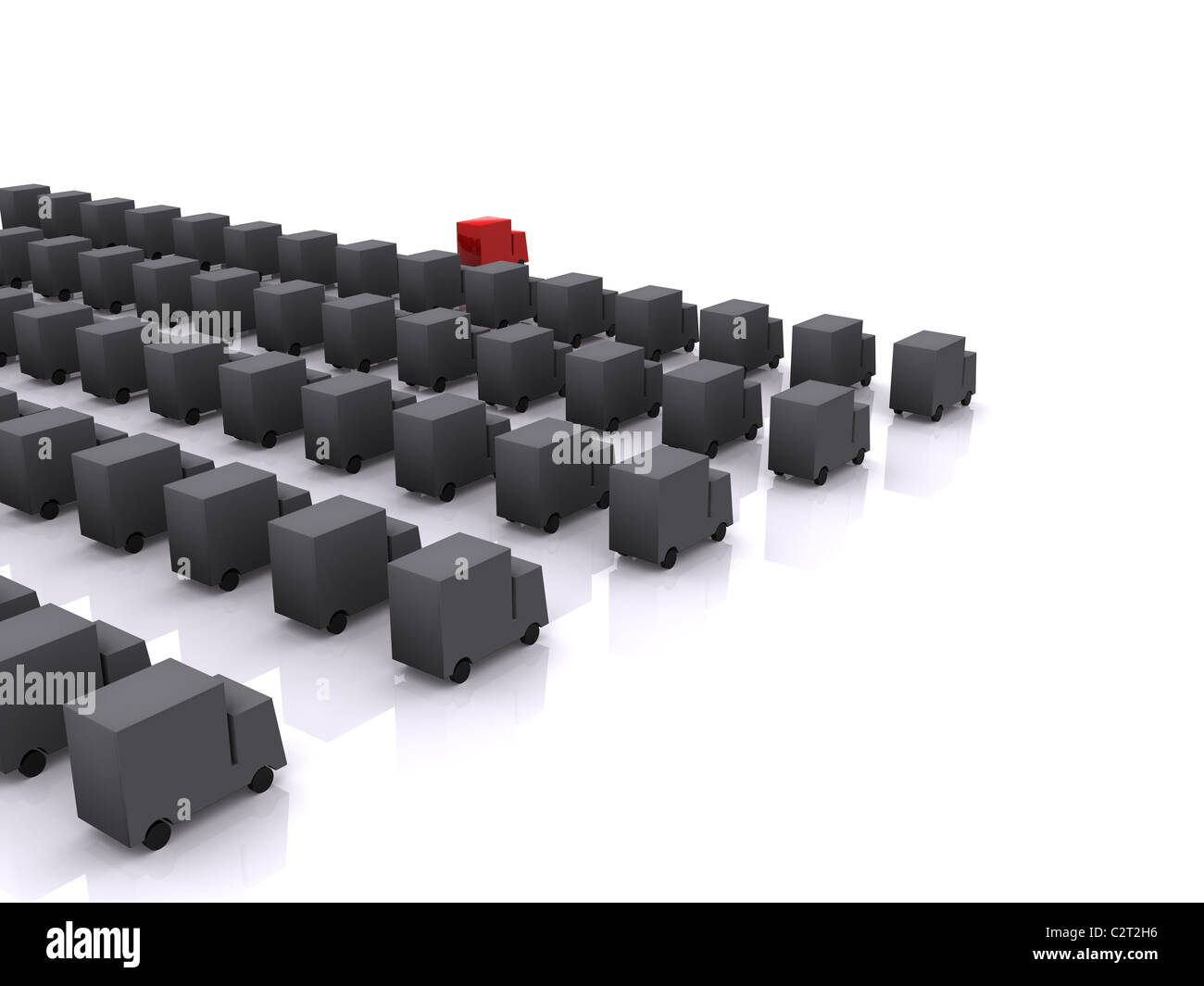 red leadership of cars. 3d Stock Photo - Alamy