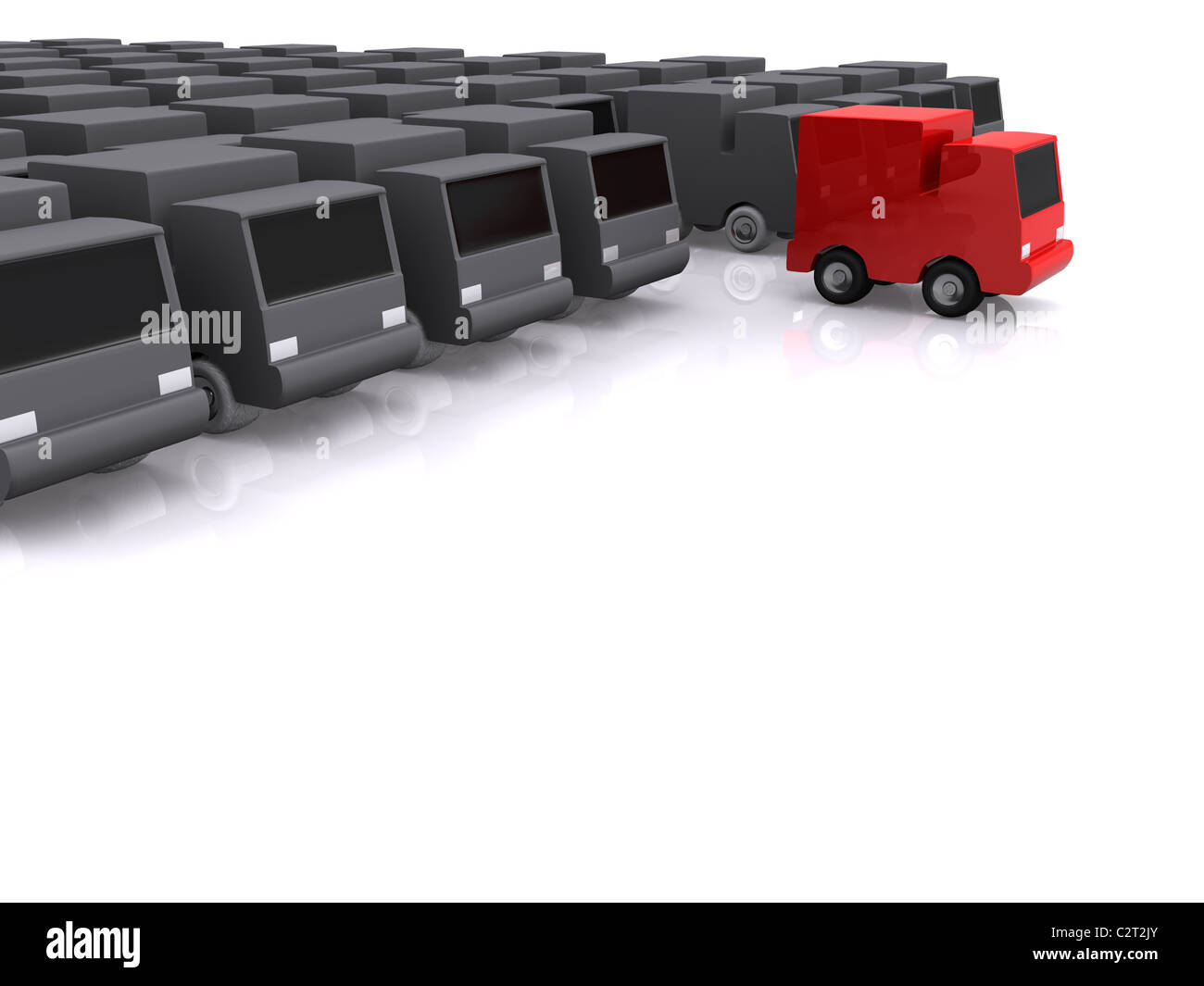 red leadership of cars. 3d Stock Photo - Alamy