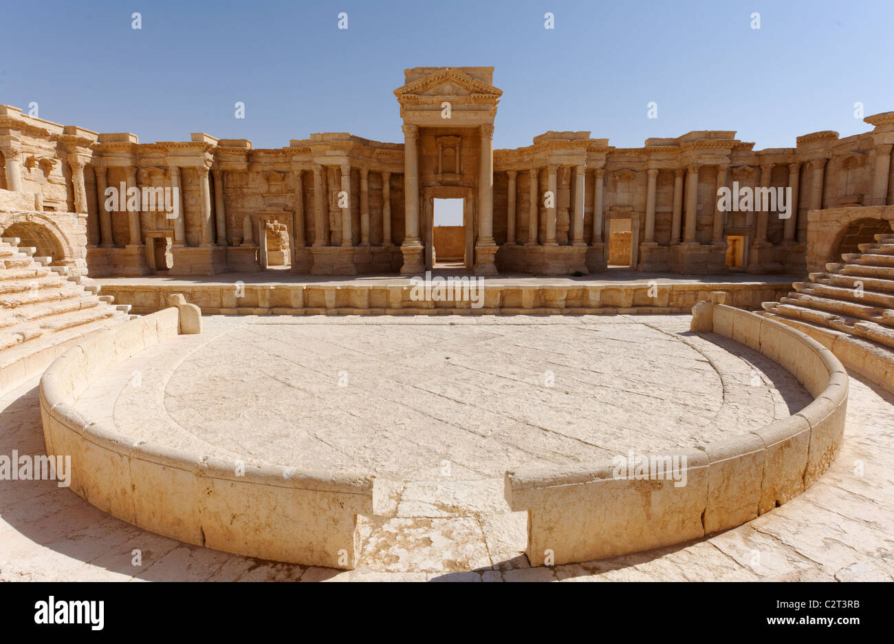 View of the orchestra and stage of the well preserved 2nd century ...