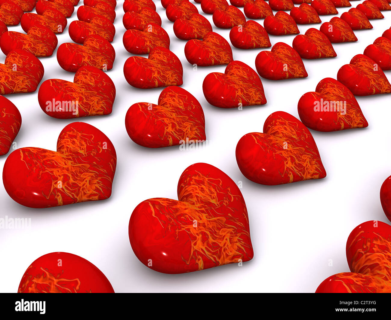 flame row hearts. 3d Stock Photo - Alamy