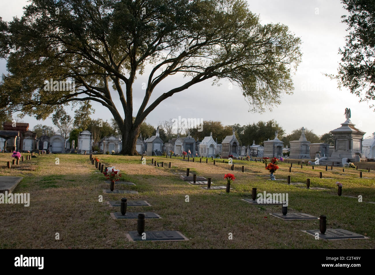 Underground burial area of Lakelawn Memorial Cemetery in New Orleans ...