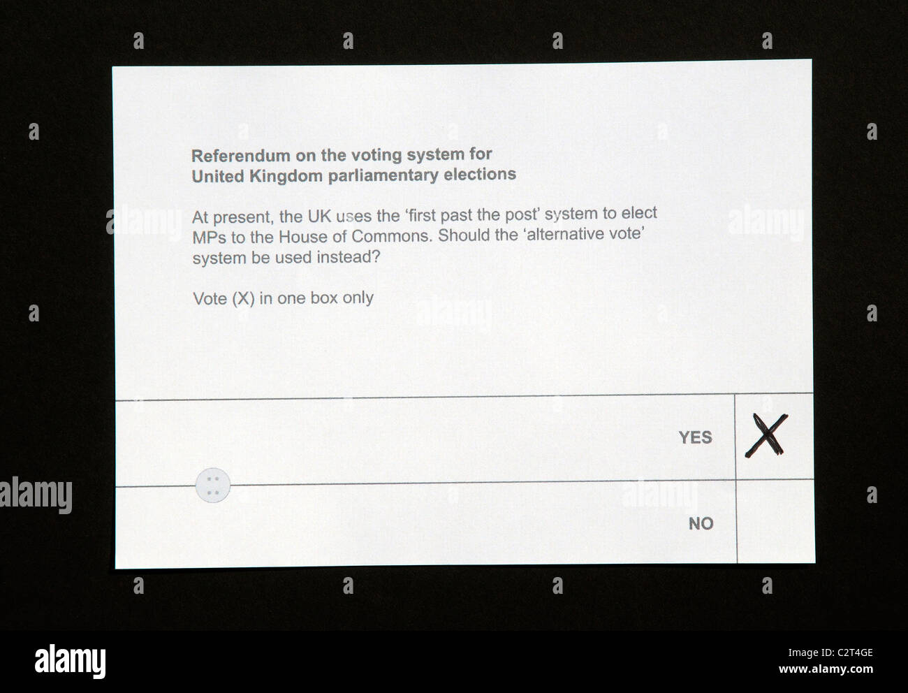 Referendum postal voting paper X in the Yes box Stock Photo - Alamy