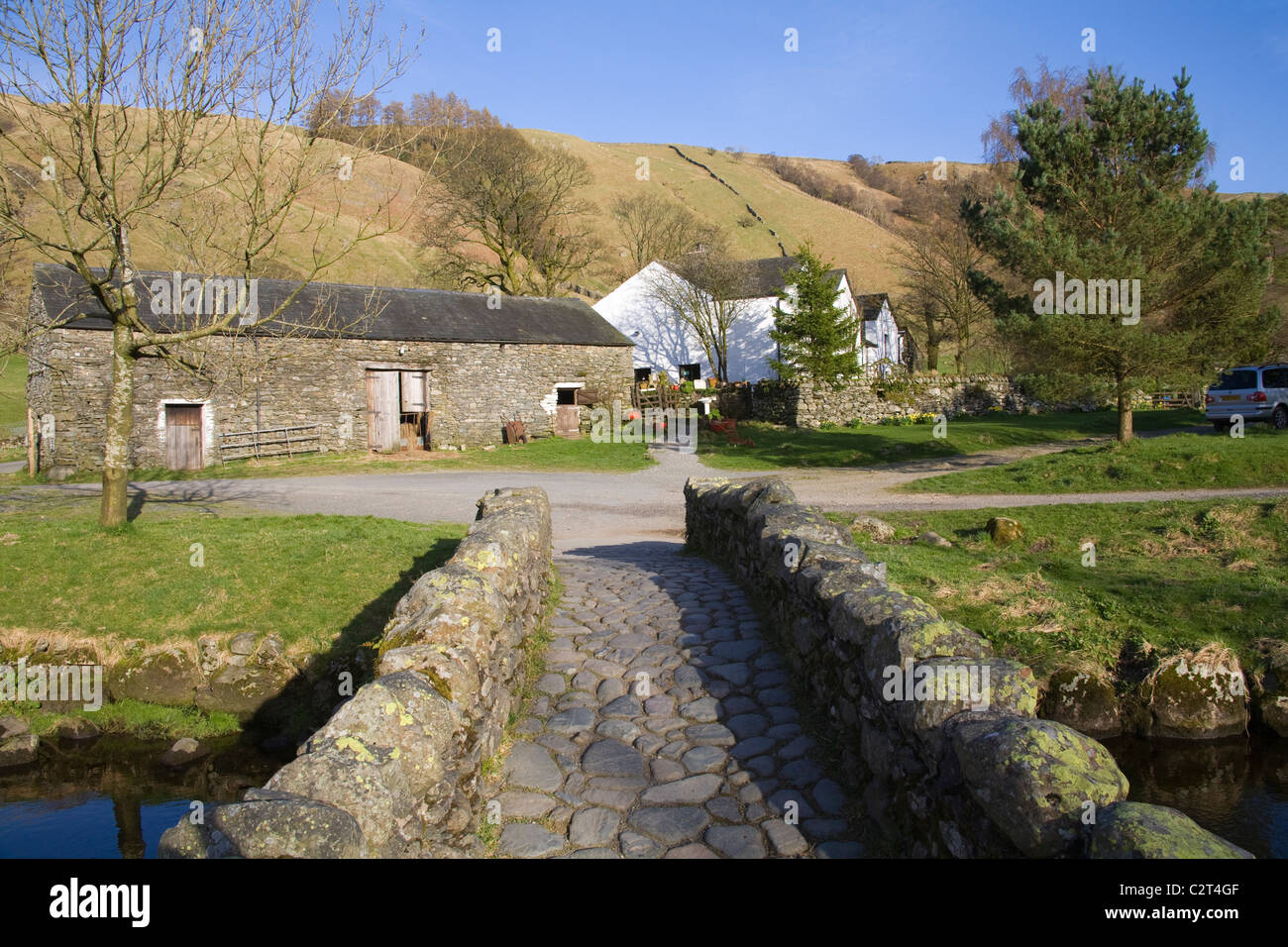 Lake District Cumbria England UK Looking along the narrow packhorse ...
