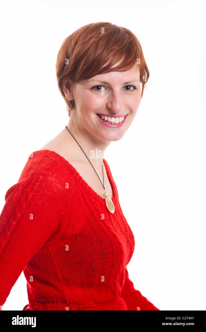 Lady in Red. Portrait Stock Photo - Alamy