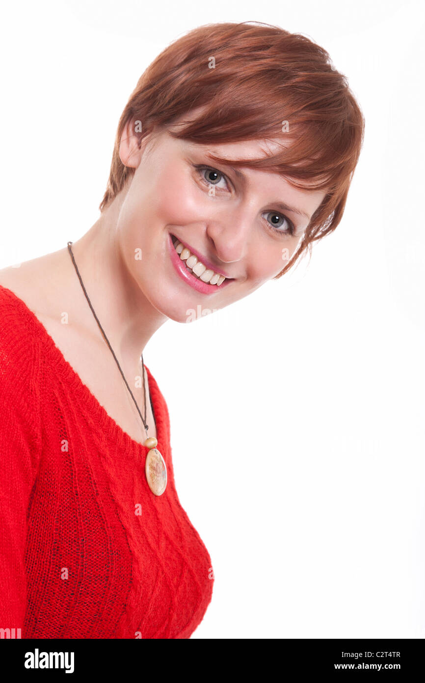 Lady in Red. Portrait Stock Photo - Alamy