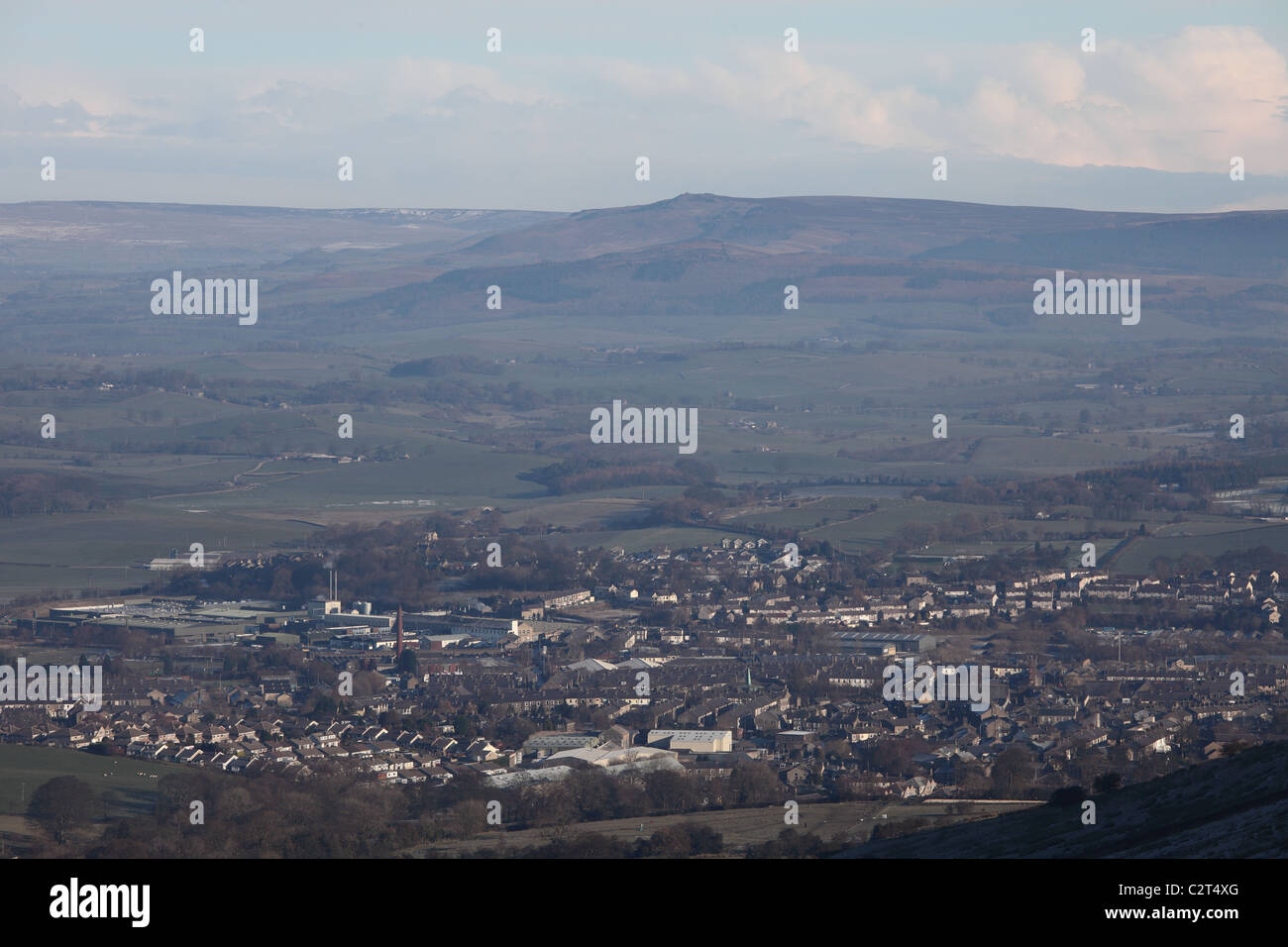 View of a mill town - Barnoldswick, Lancashire Stock Photo - Alamy