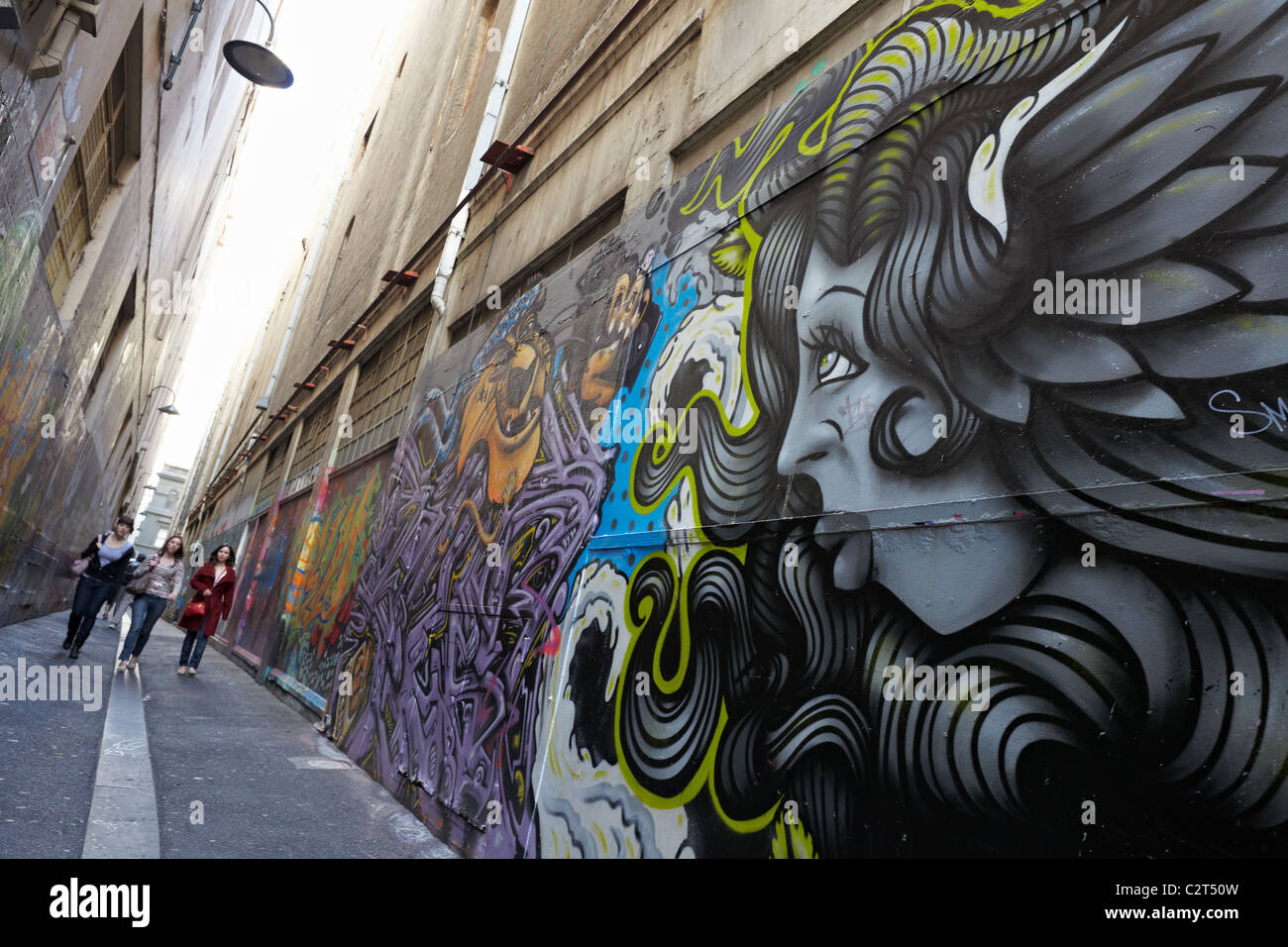 Street art in Union Lane, Melbourne, Victoria, Australia Stock Photo ...