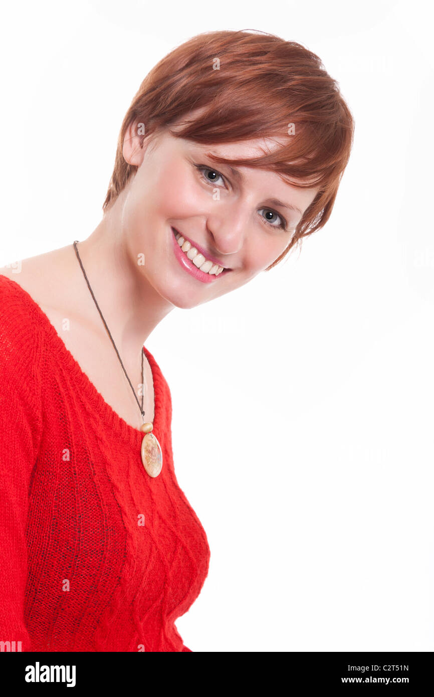 Lady in Red. Portrait Stock Photo - Alamy
