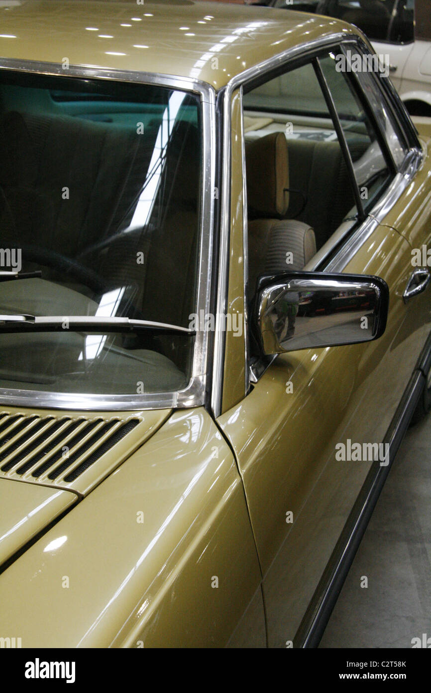 old gold golden yellow mercedes benz sl 450 car at motor show Stock ...