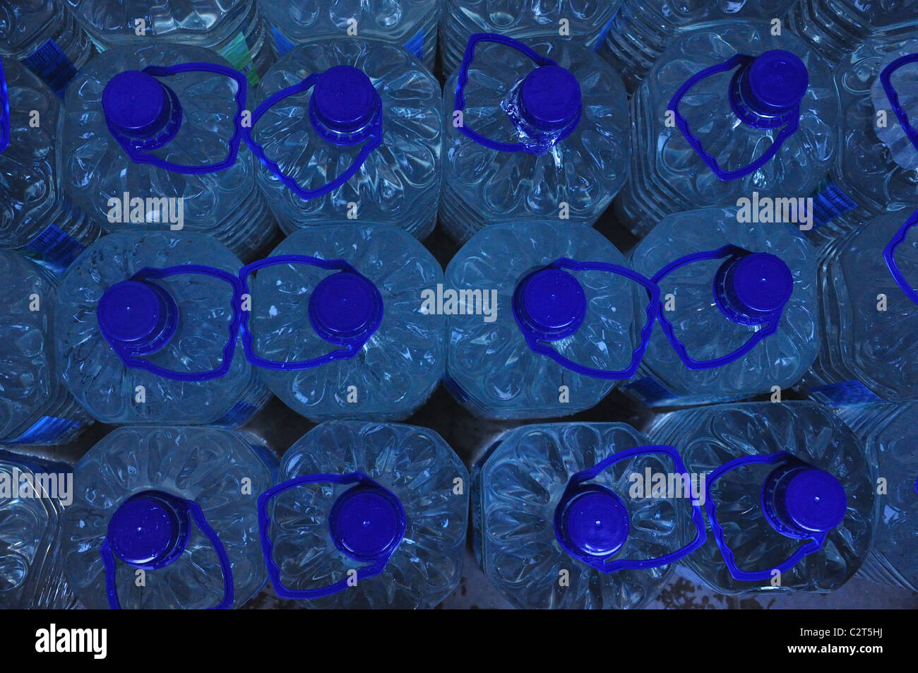 Blue Water Bottle from Top View Stock Photo - Alamy