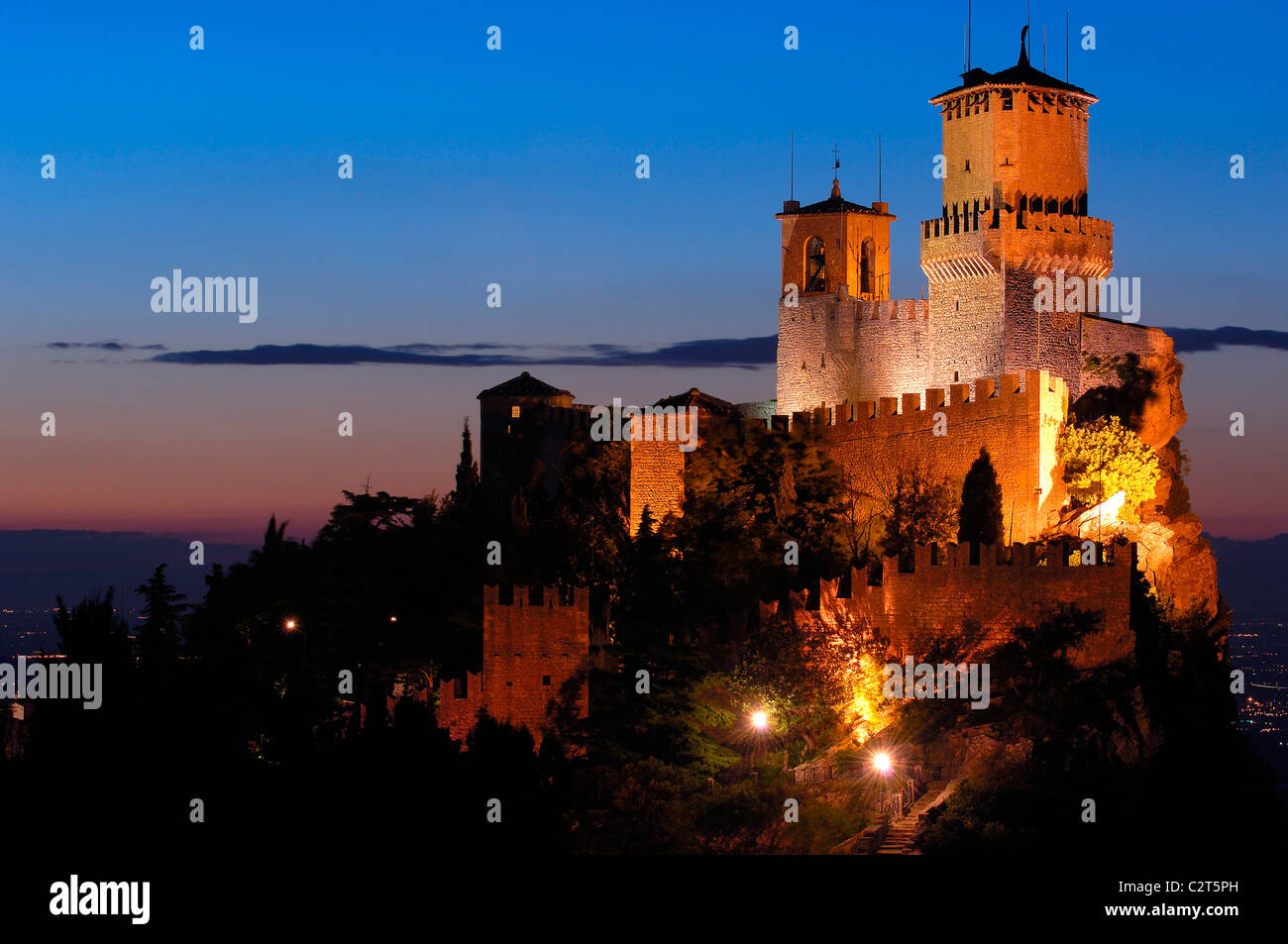 San Marino. Rocca Guaita, Guaita Tower at Dusk. Monte Titano. Republic ...