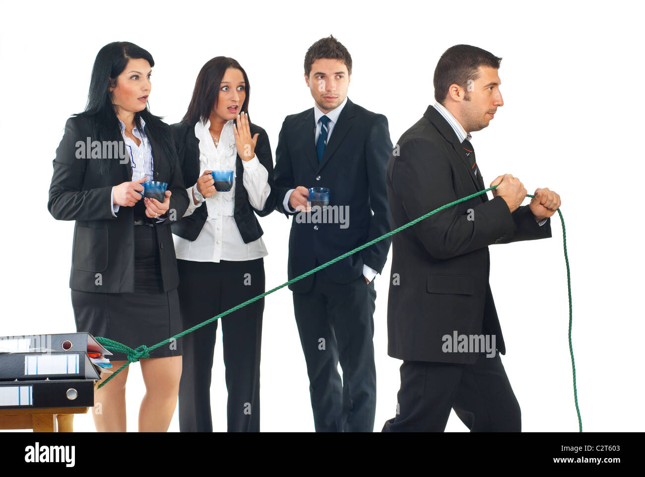 Conceptual image of a business man working hard and shocking his ...