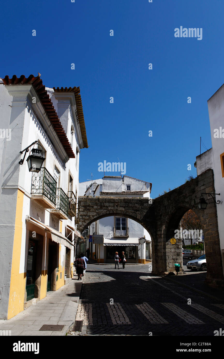 Daily life on the streets of Evora in the Alentejo region, Portugal ...