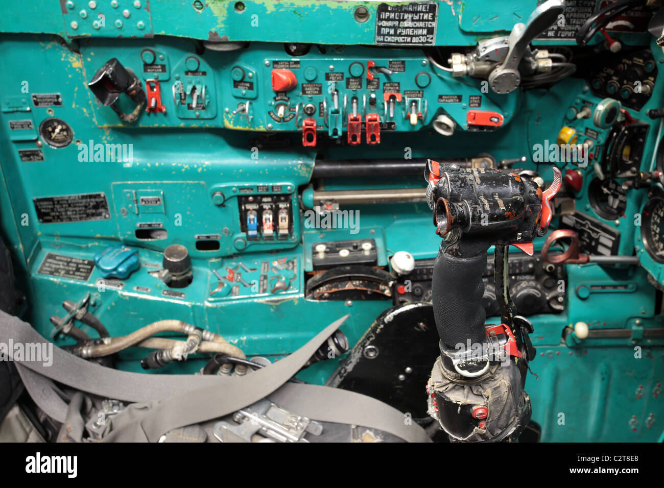 Cockpit controls instrument panel of a captured Soviet Mig 23 Flogger ...