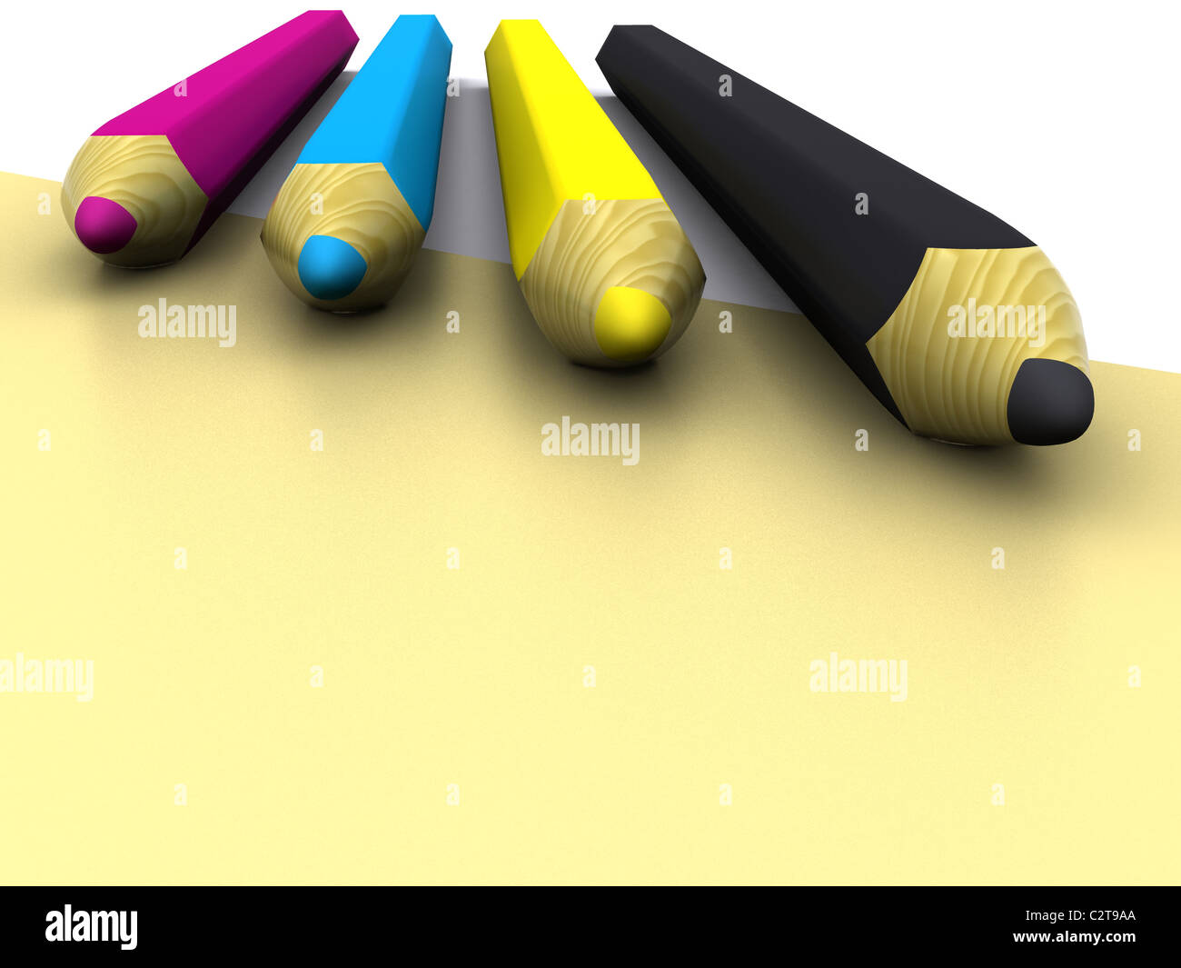 CMYK pencils and letter. 3D Stock Photo - Alamy