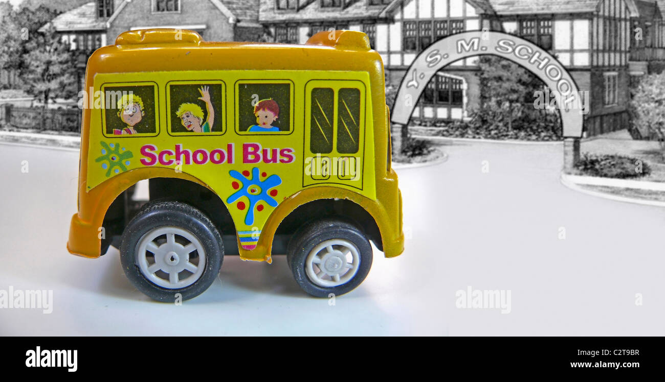 Toy, School bus Stock Photo - Alamy