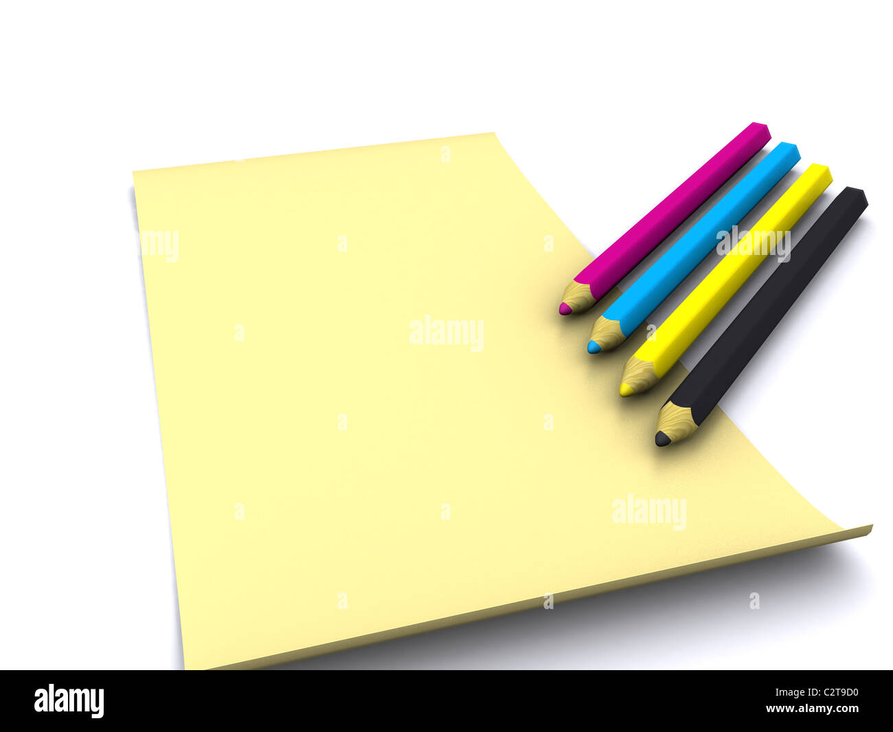 CMYK pencils and letter. 3D Stock Photo - Alamy
